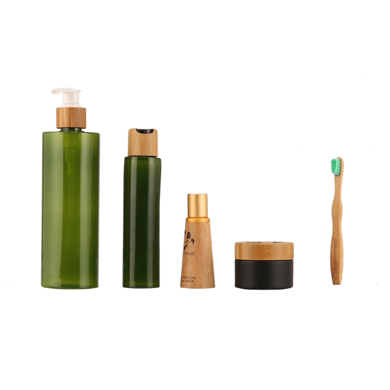 Biodegradable Additive PET Cosmetic Bottle with Bamboo Pump Closure ...