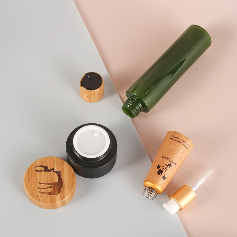 Biodegradable Additive PET Cosmetic Bottle with Bamboo Pump Closure ...